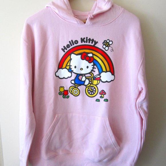 Sanrio | Tops | Hello Kitty Sanrio Ride Bicycle Rainbow Pink Hooded ...